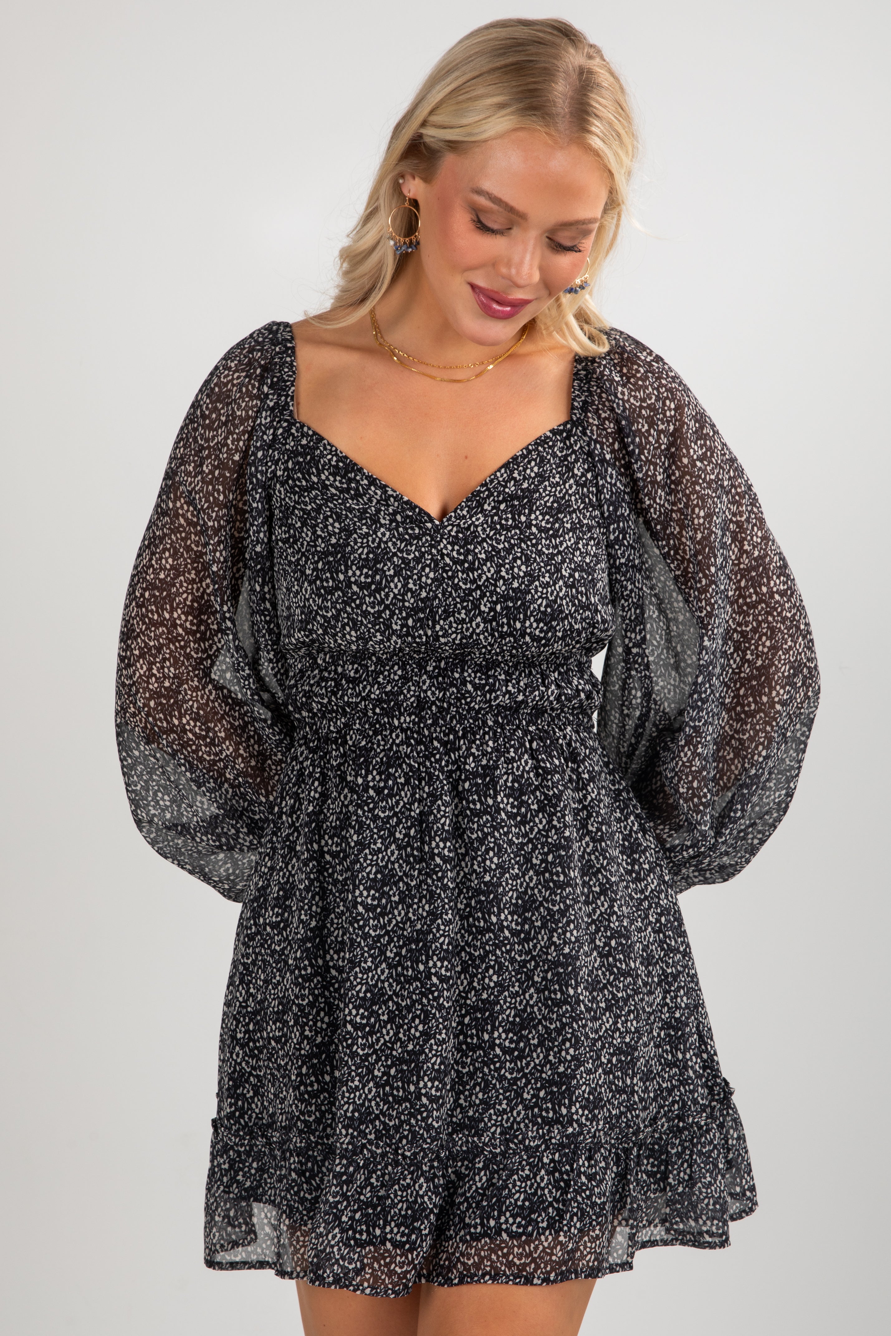 Cute Black Floral Mini Dress | Floral Dresses | ShopDressUp – Dress Up