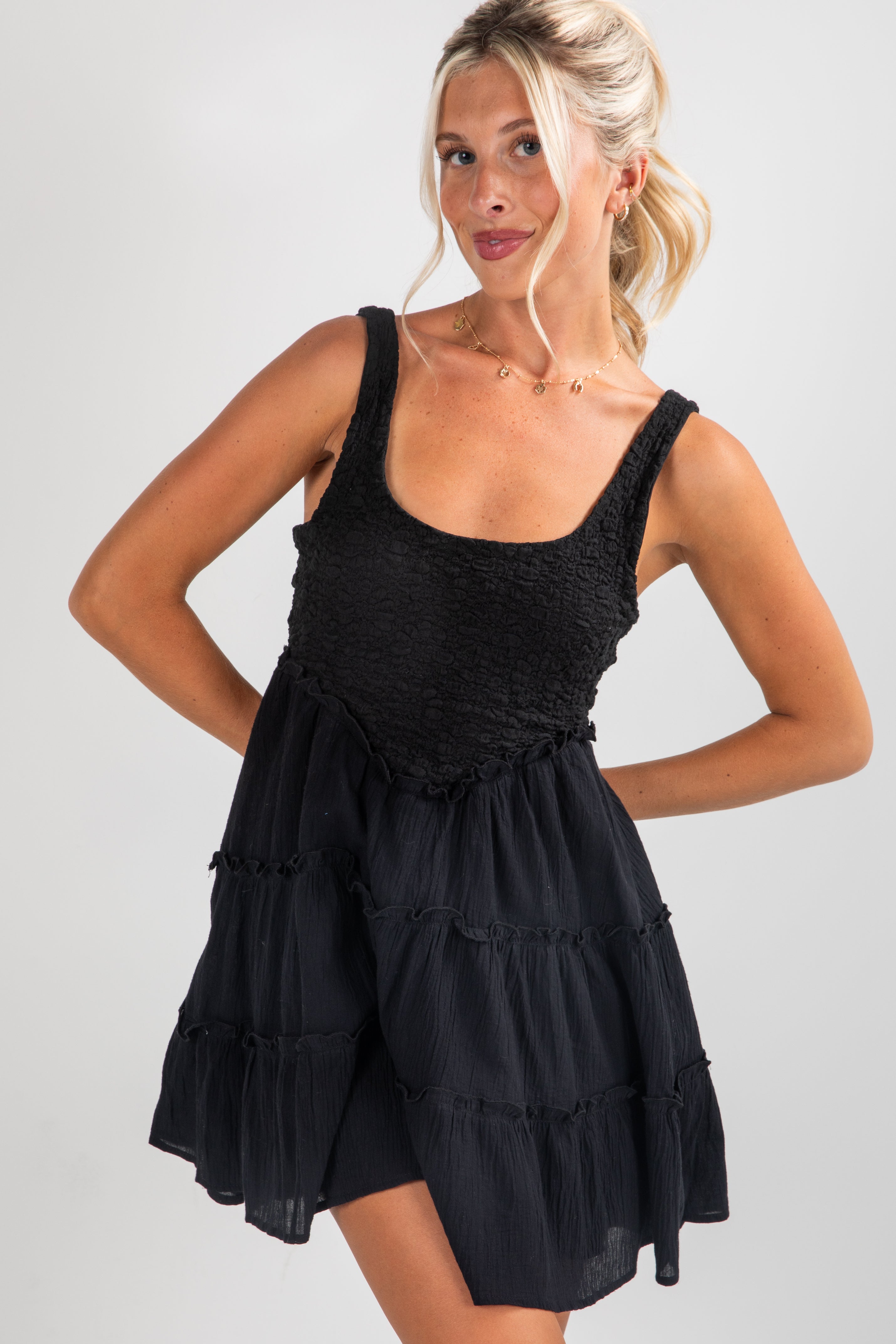 Cute Black Tiered Mini Dress | Casual Dresses For Women | DressUp ...