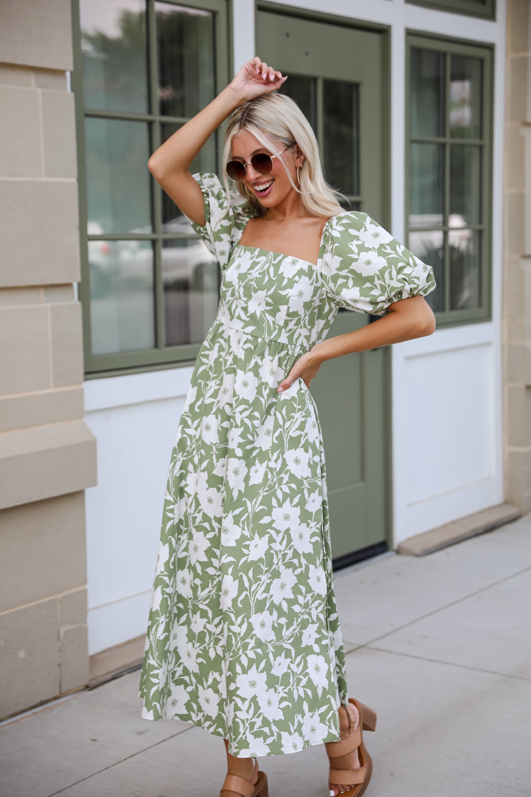 Cute Sage Floral Maxi Dress | Floral Dresses For Women | DressUp – Dress Up