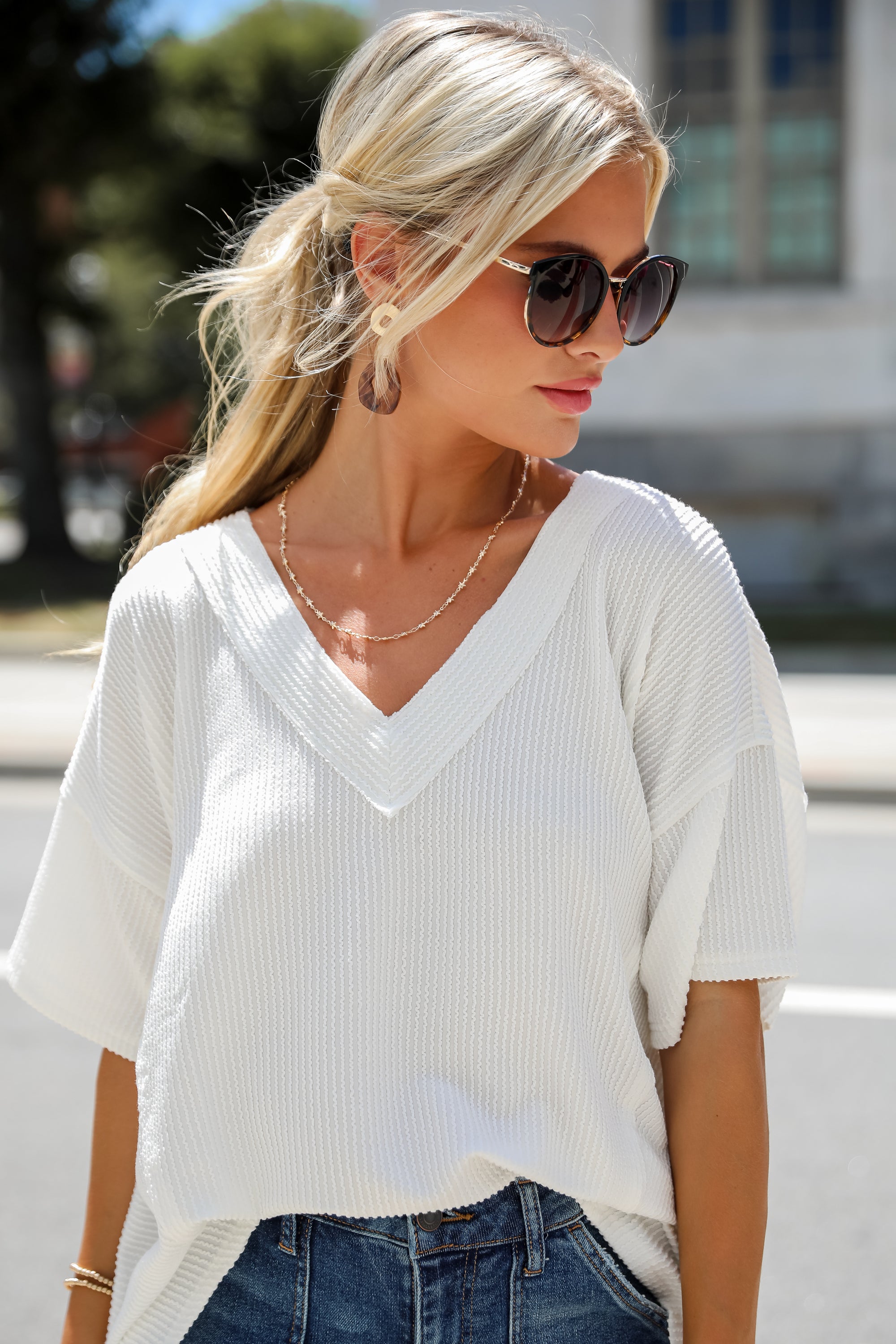 Casual Off White Corded Top | Oversized Tops | ShopDressUp – Dress Up